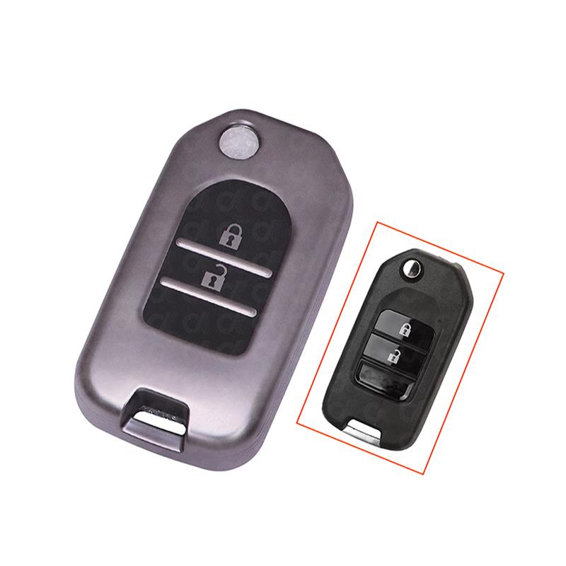 Nano High Quality Cover for Honda Flip Remote Key 2 Buttons Grey & Black