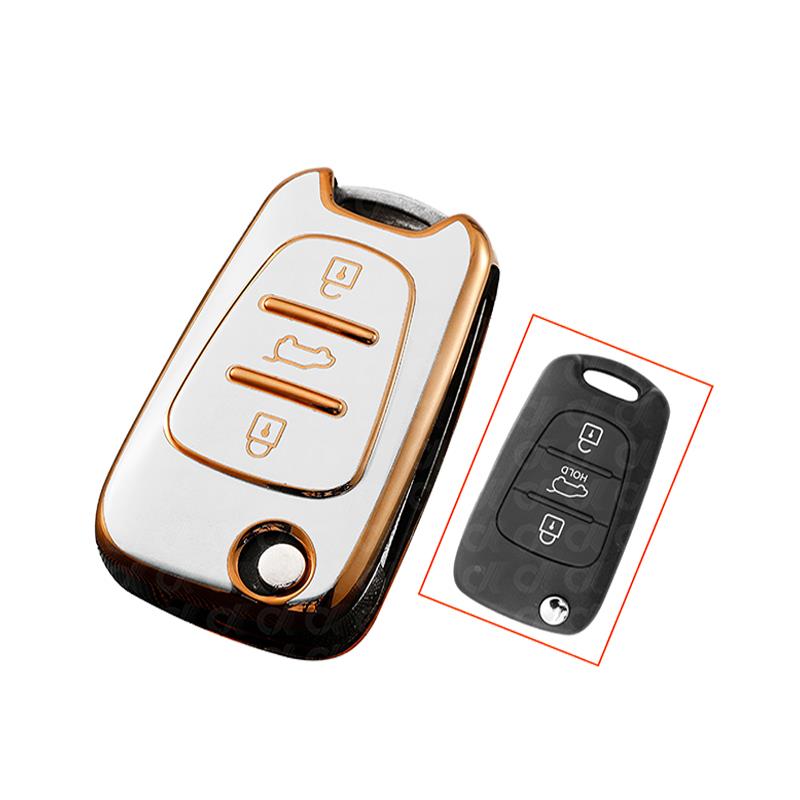Nano High Quality Cover for Hyundai Flip Remote Key 3 Buttons White